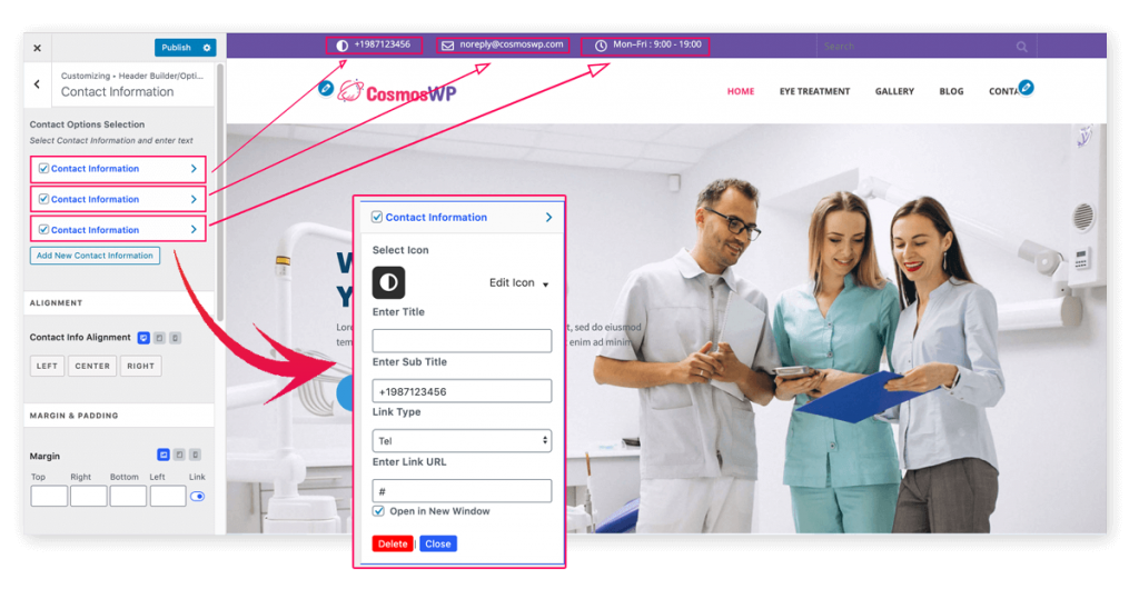 Customizing Header Contact Information Documentation